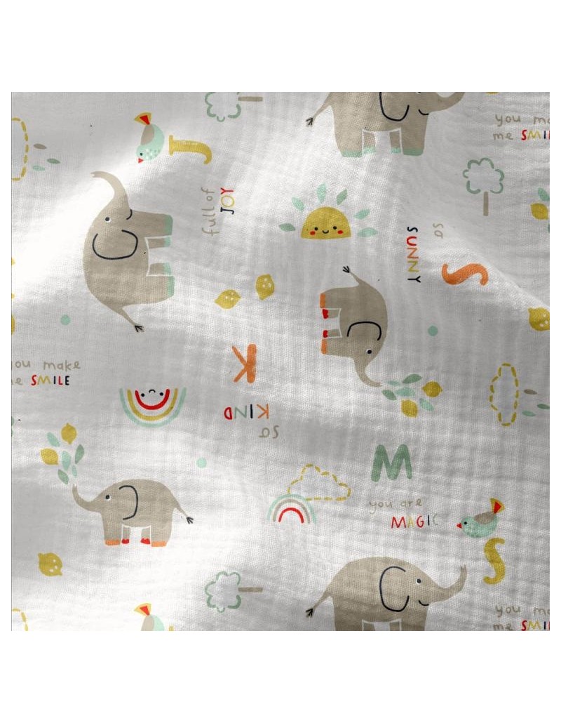 MUSSOLA PADAO ELEFANTINI SUNNY JOY Misura METRAGGIO cm (10x130)